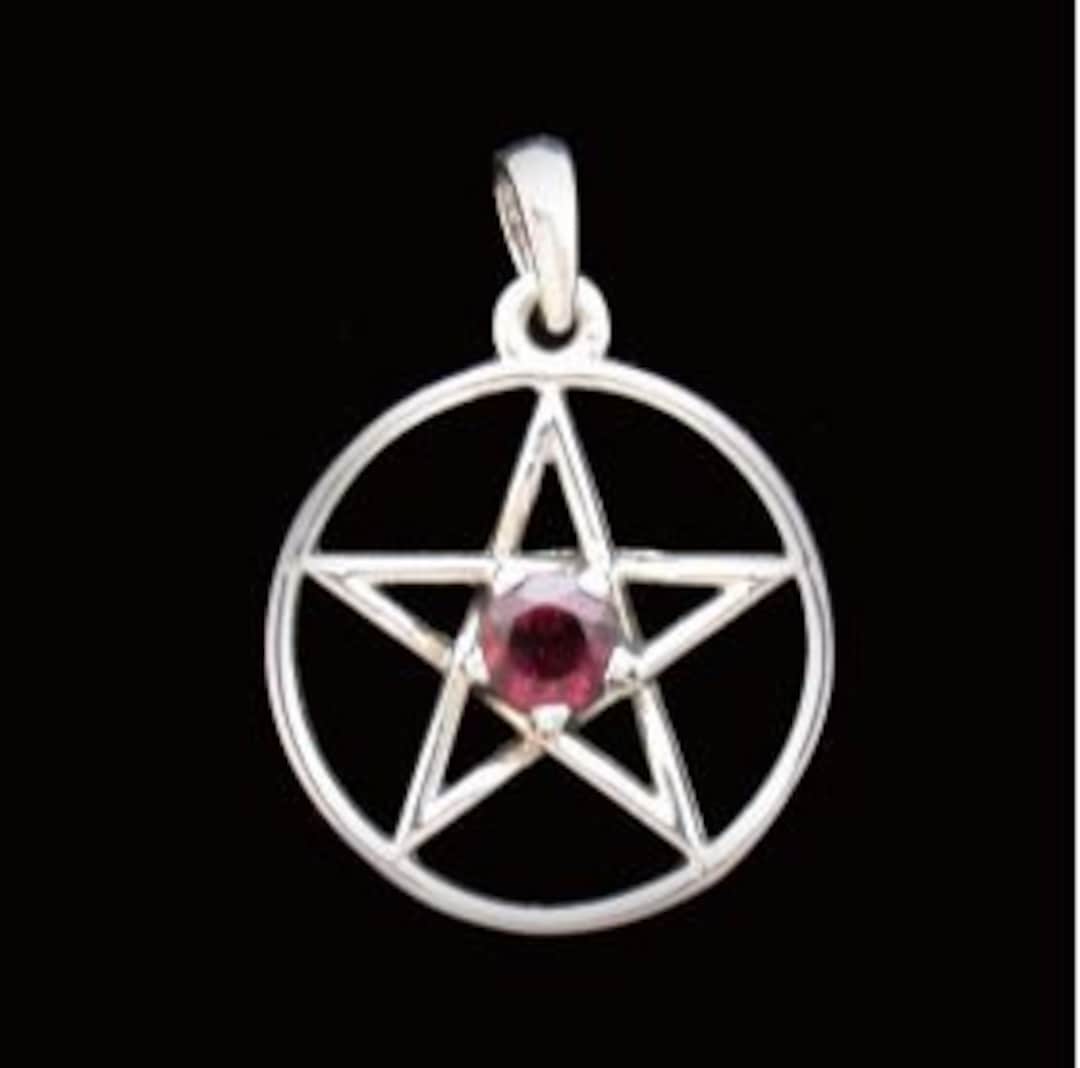 Sterling Silver Pentacle Pendant With Natural Faceted Center Stone ...