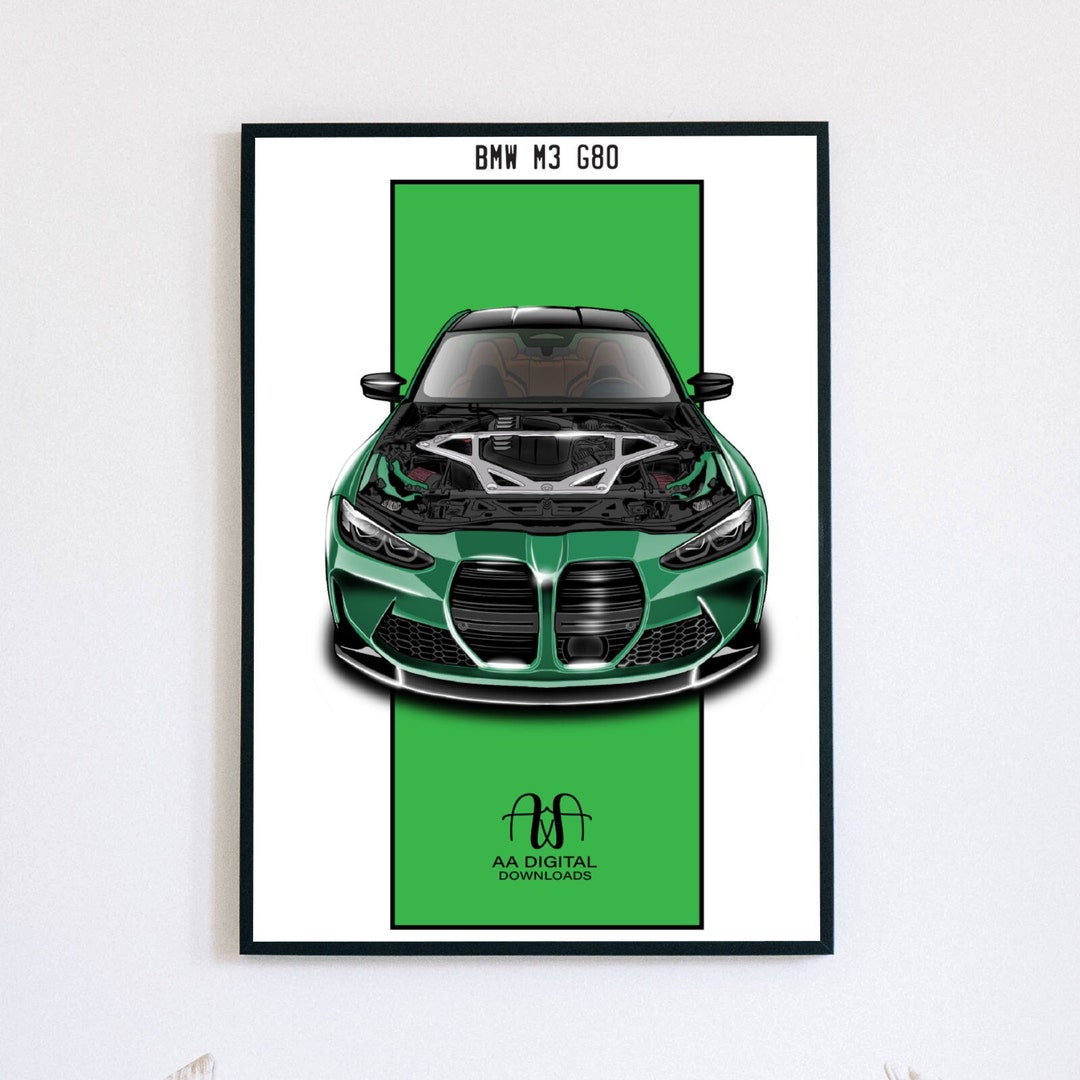 Printable Artwork Bmw M3 G80 No Hood Wall Art Bmw M3 Cs Decorative ...