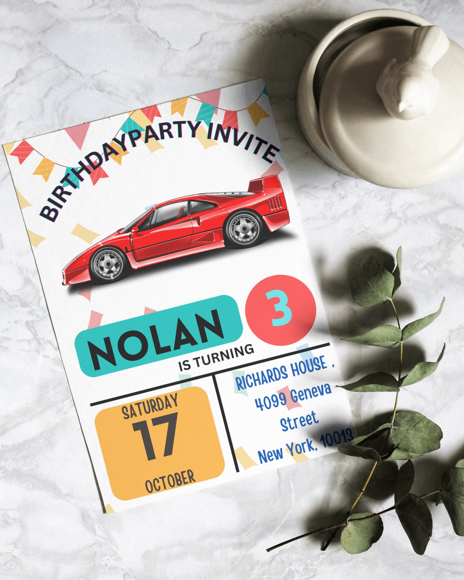 Editable Ferrari F40 Birthday Card Personalised Card Card - Etsy