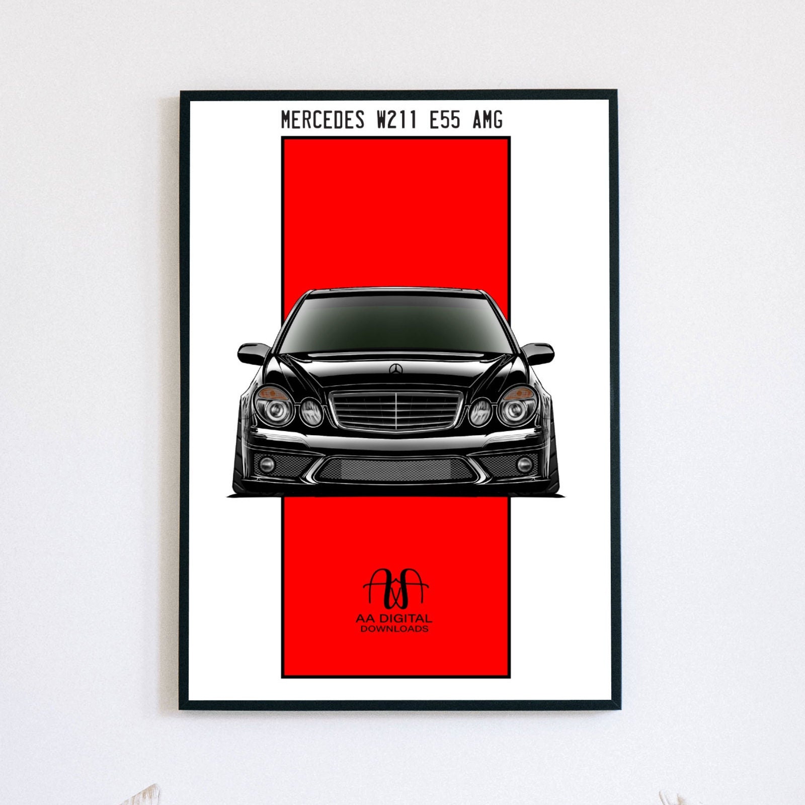 Printable Artwork Mercedes E55 Amg Wall Art Eclasse Decorative Portrait ...