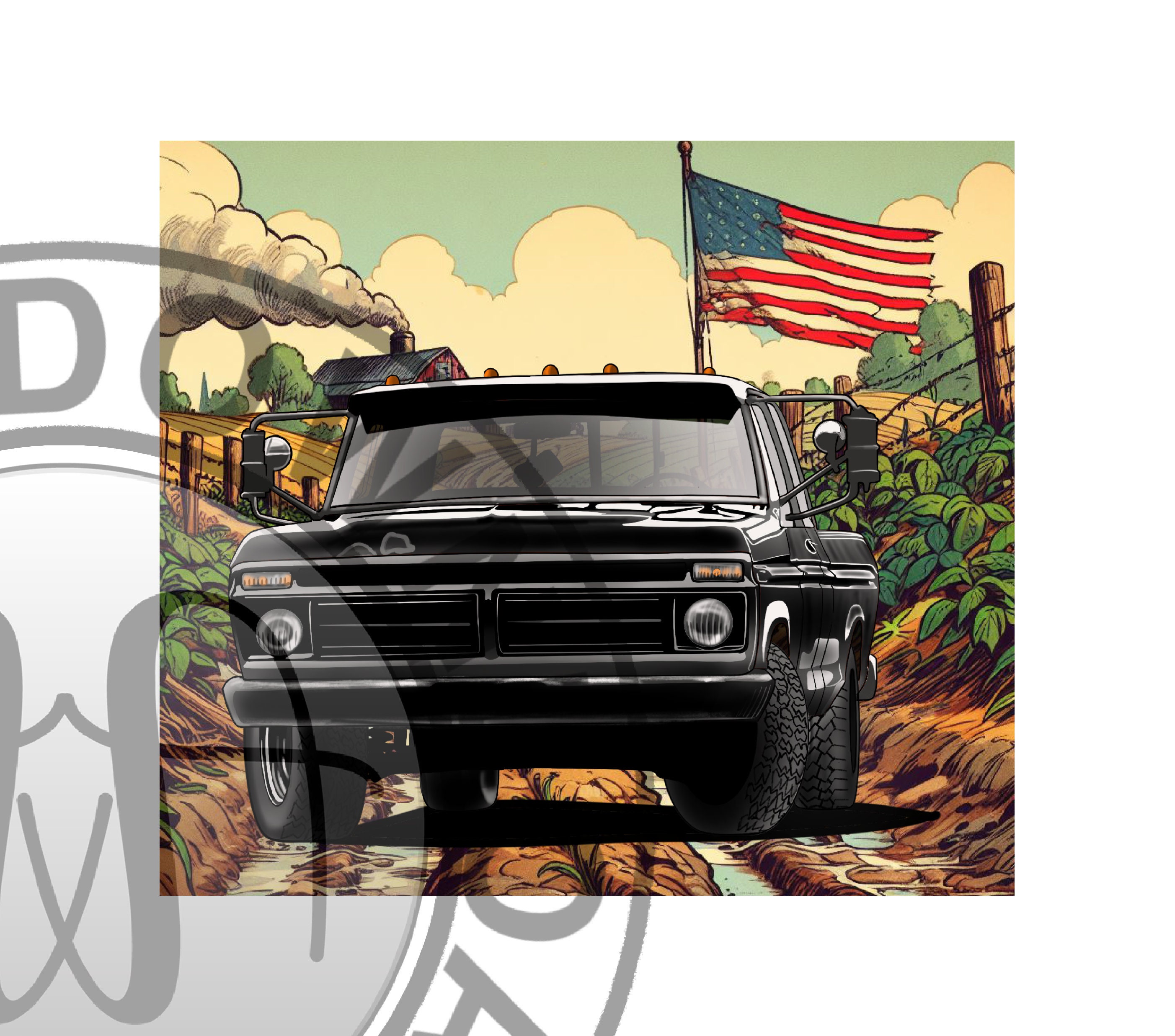 20 Oz American Ford Pickup Truck in the Country Side Design, Skinny ...