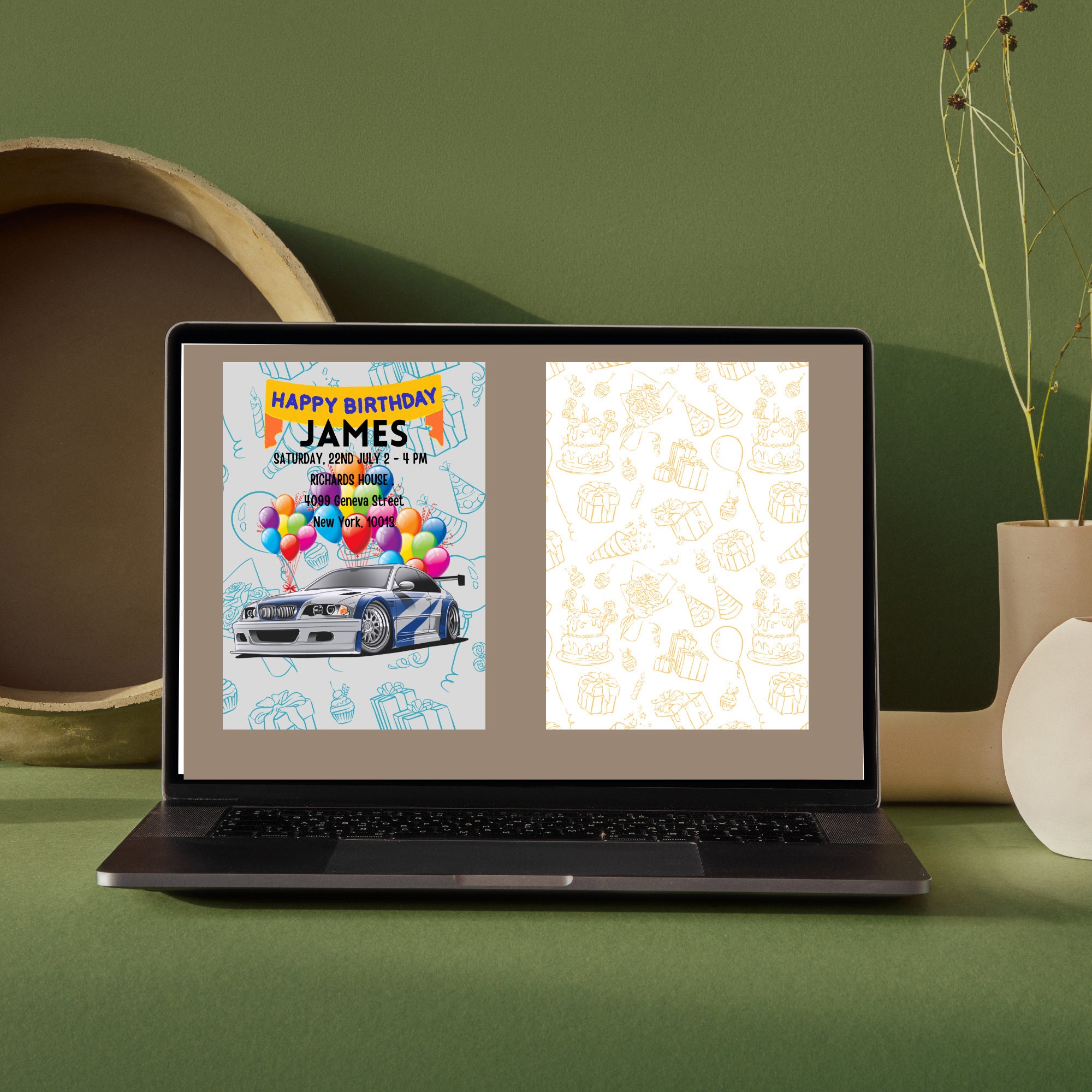 Editable Bmw M3 Gtr Birthday Invitation Invitation Nfs M3 Gtr Birthday ...