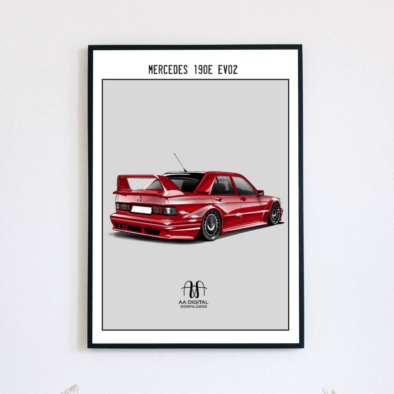 Mercedes W201 190e Evo II Printable Artwork Wall Art Poster - Etsy