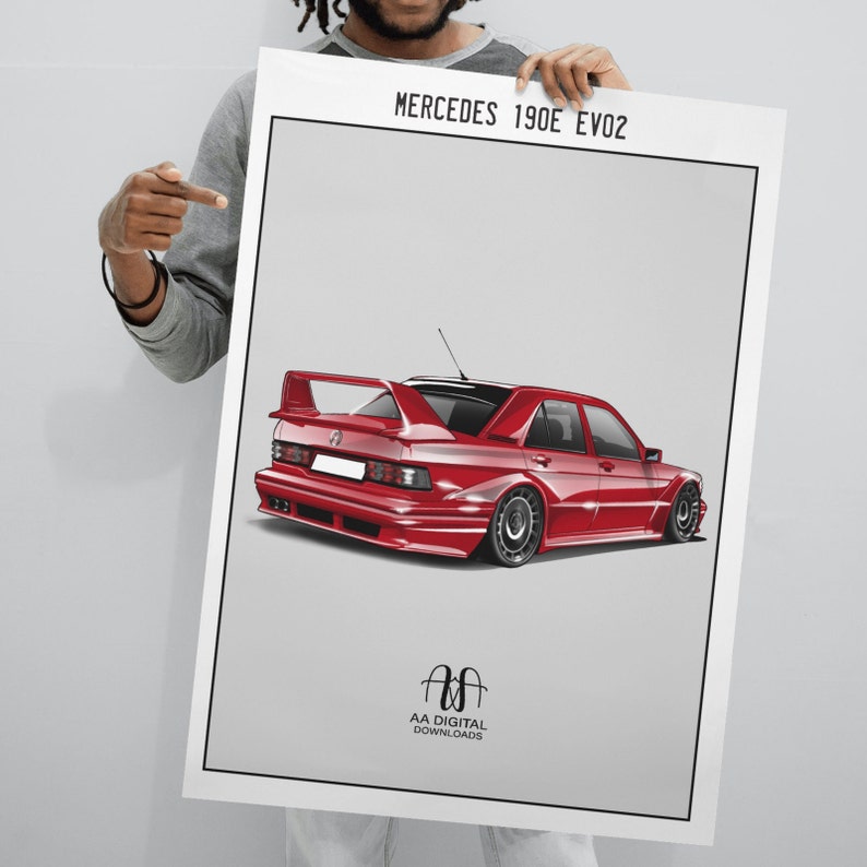 Mercedes W201 190e Evo II Printable Artwork, Wall Art, Poster, High Quality Artwork, Digital ...