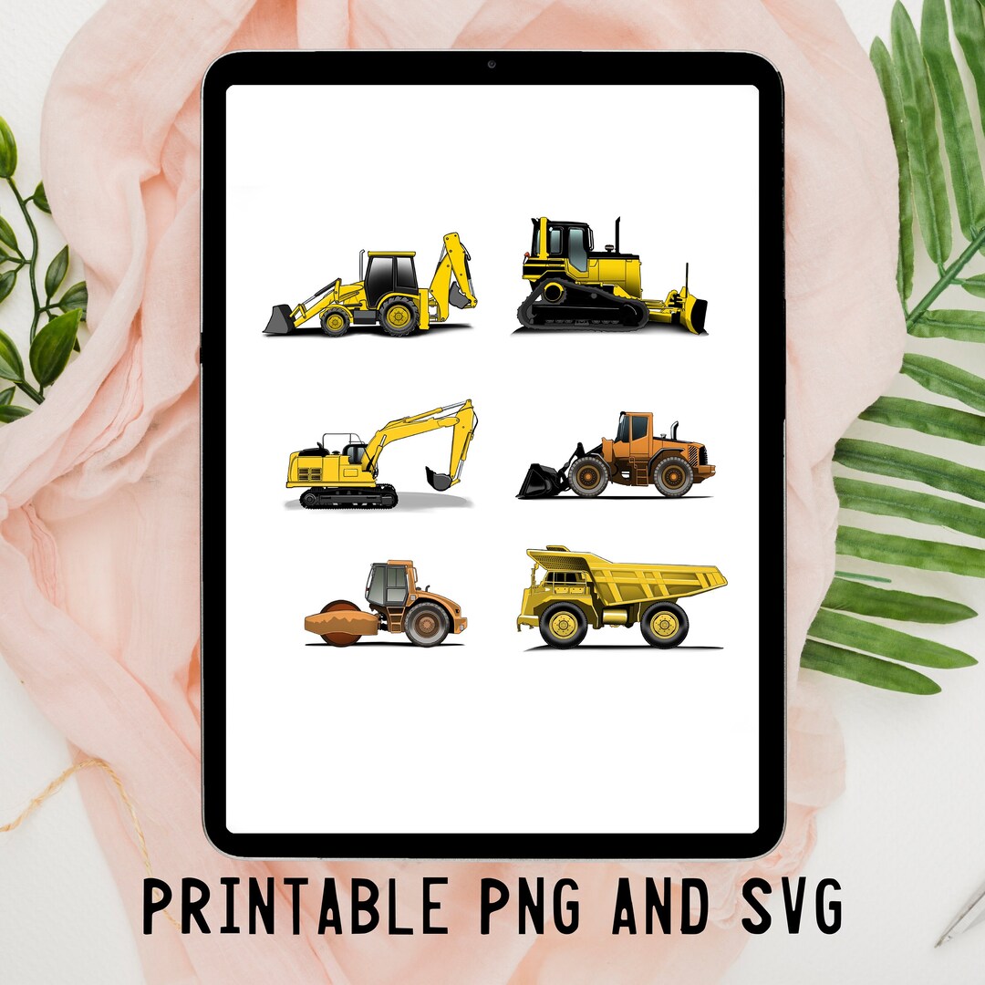 Clipart Digital Downloads Backhoe Svg Dxf, Digger Png Dxf , Bulldozer ...