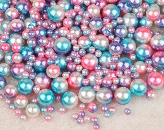 Pink Blue Mermaid Pearls Round Gradiented Mermaid Fake Faux Pearl ...