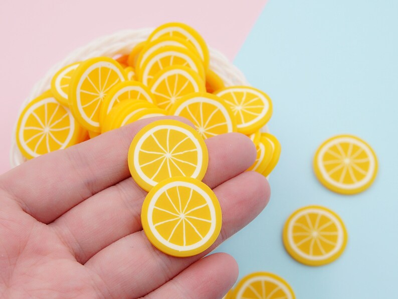 20mm Lemon Polymer Clay Fruit Slices | Etsy