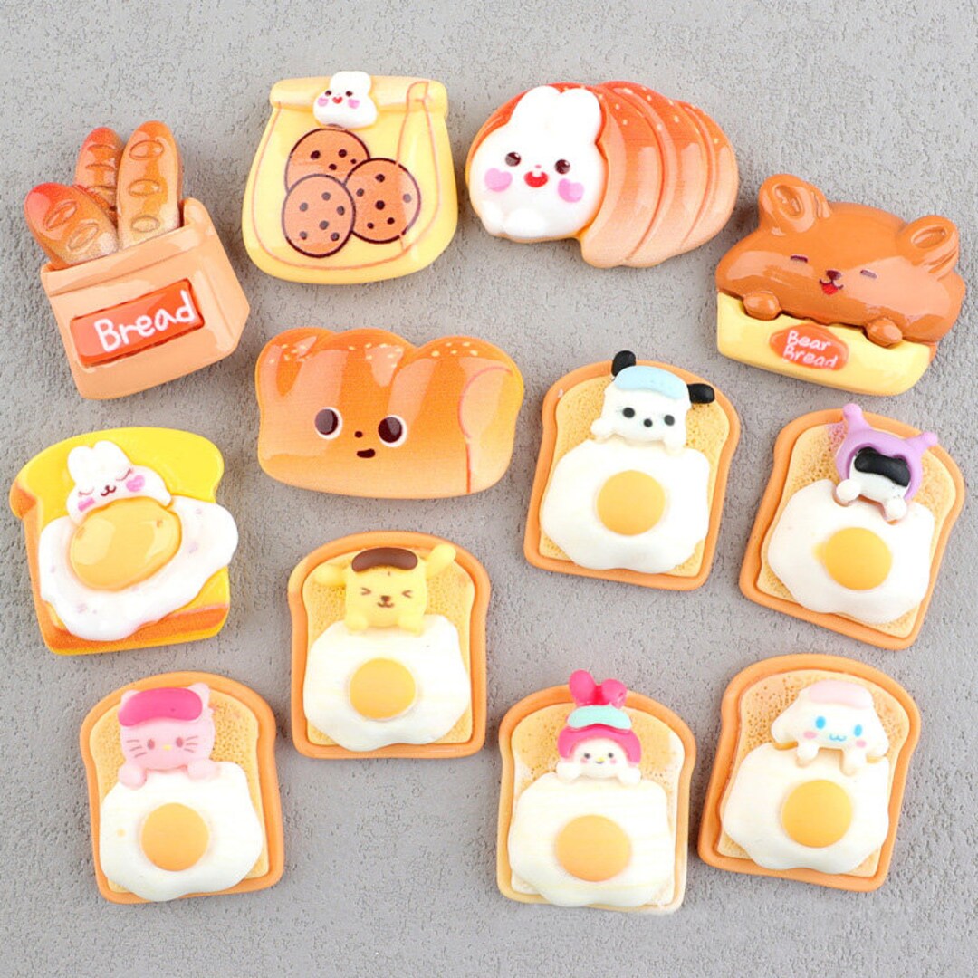 Toast Bread Resin Charms Cabochons Ornament or Scrapbook DIY Crafts ...