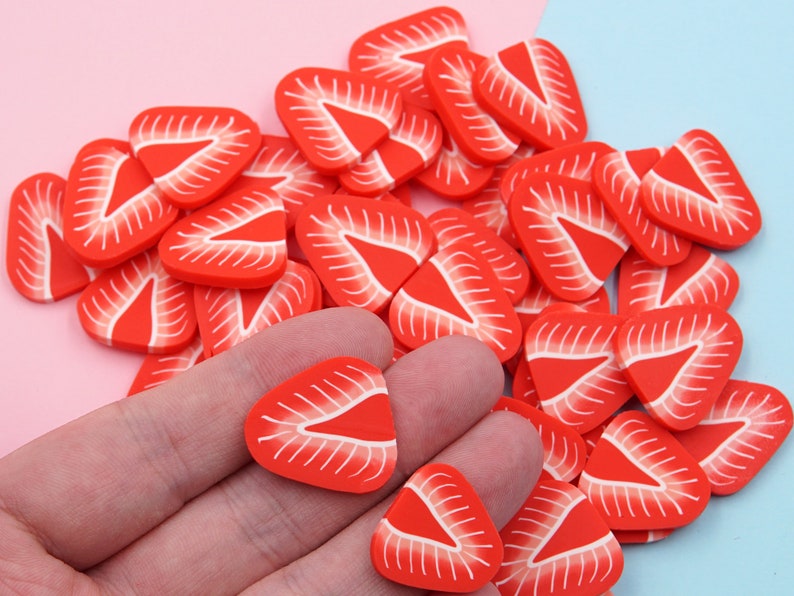 20mm Strawberry Polymer Clay Fruit Slices - Etsy