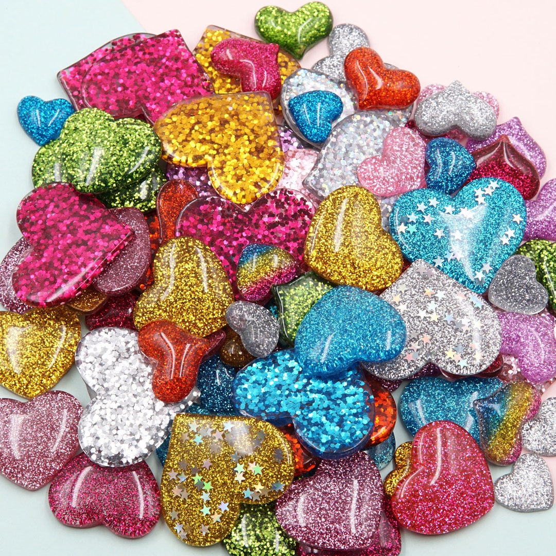 30/50/100PCS Resin Heart Cabochons Random Mix Grab Bag - Etsy