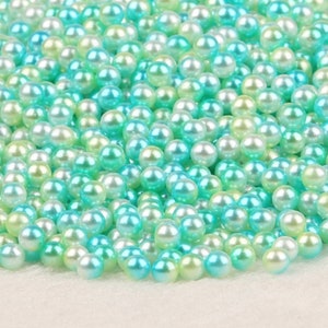 Blue Light Green Round Gradiented Mermaid Fake Faux Pearl Mixing Size ...