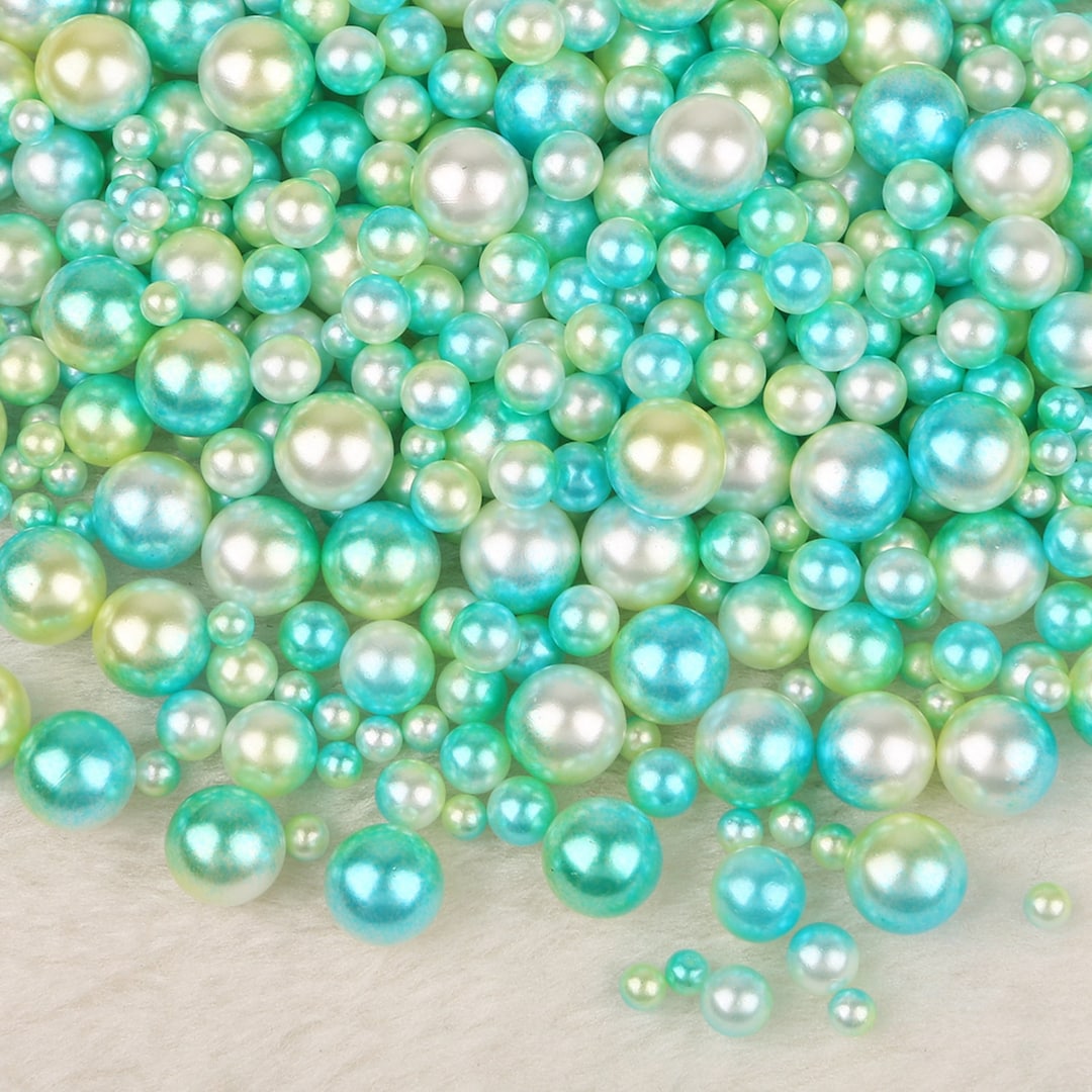 Blue Light Green Round Gradiented Mermaid Fake Faux Pearl Mixing Size ...