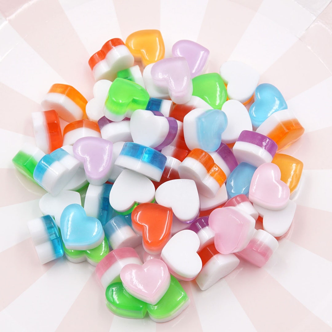 Heart Double Layer Fake Soft Candy Resin Charms Cabochons Ornament or ...