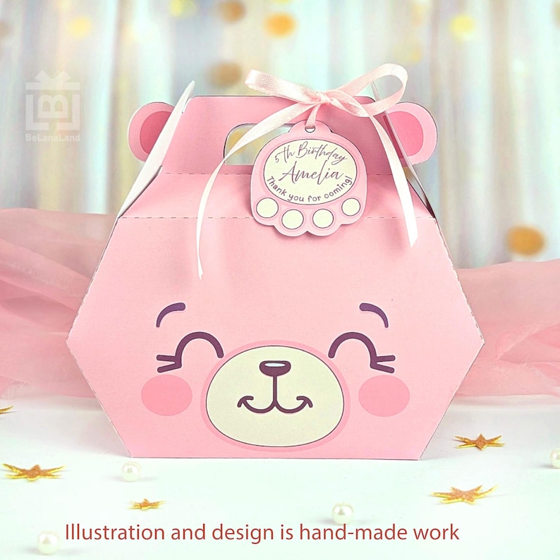 Teddy Bear Favor Box, Baby Shower Gift Bag, Printable Editable Tag ...