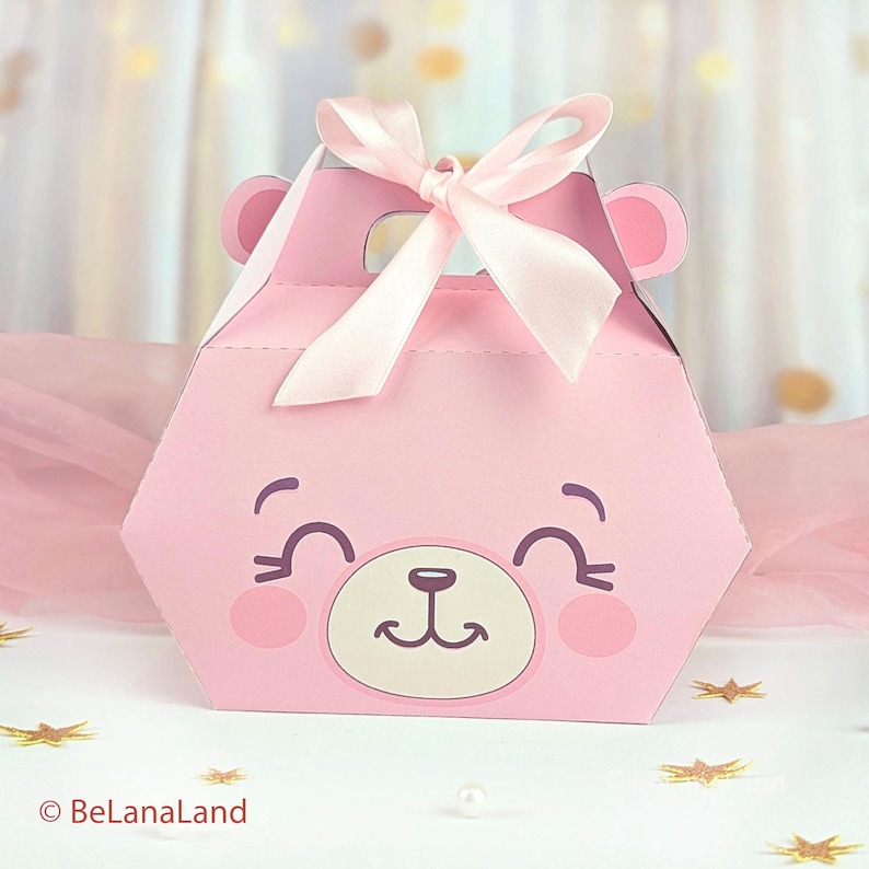 Teddy Bear Favor Box, Baby Shower Gift Bag, Printable Editable Tag ...