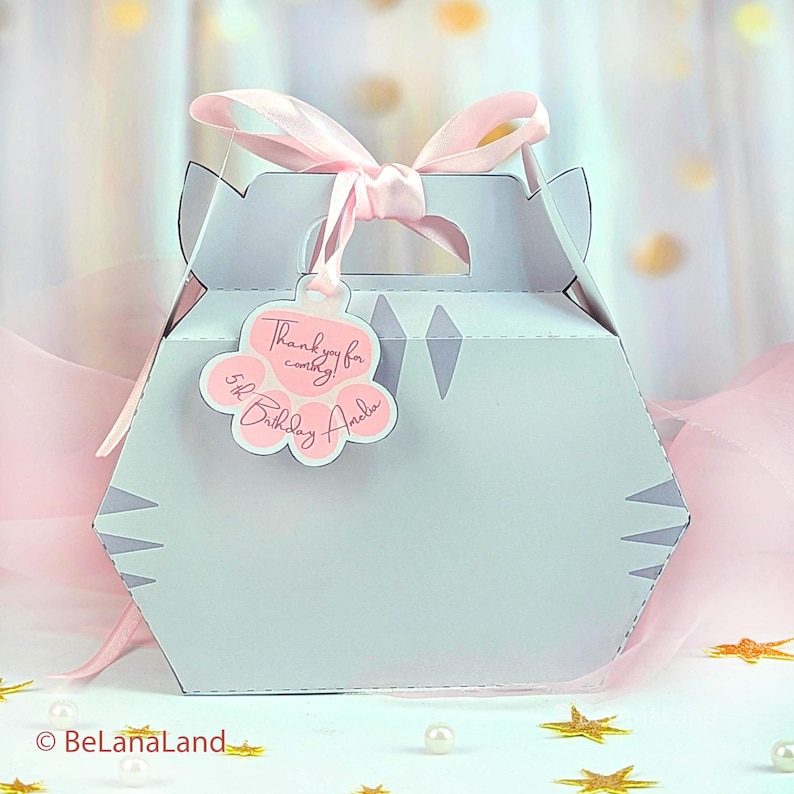 Printable Cat Favor Box Template, Cute Kitty Head Gift Box, Editable ...
