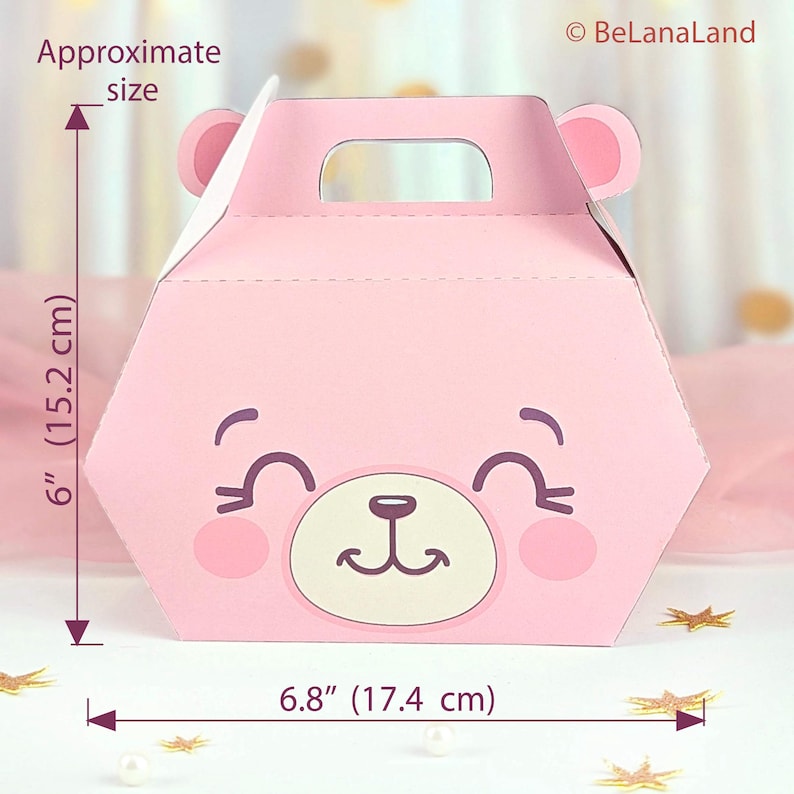 Teddy Bear Favor Box, Baby Shower Gift Bag, Printable Editable Tag ...