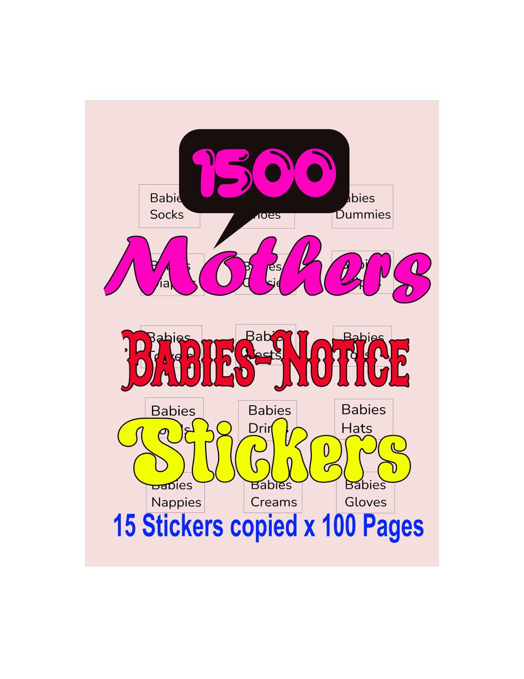 Sticker Set Mothers Baby Notice Stickers 1500, Baby Labels for Nurery ...