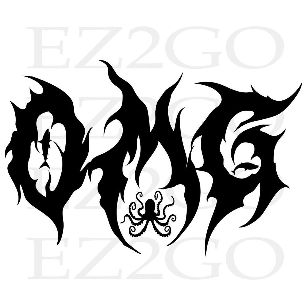 Logo OMG Ocean Creatures, Octopus Shark Whale, Hoby Club Emblem or ...