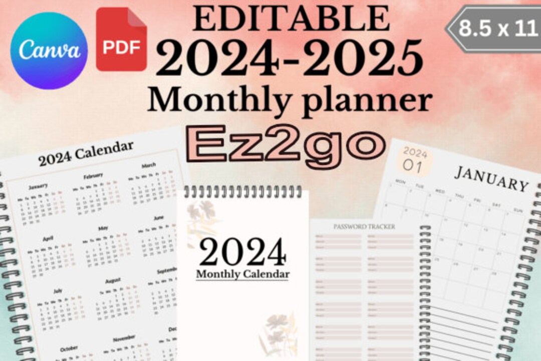 Editable 2024-2025 Monthly Planner Digital Download Edit in - Etsy