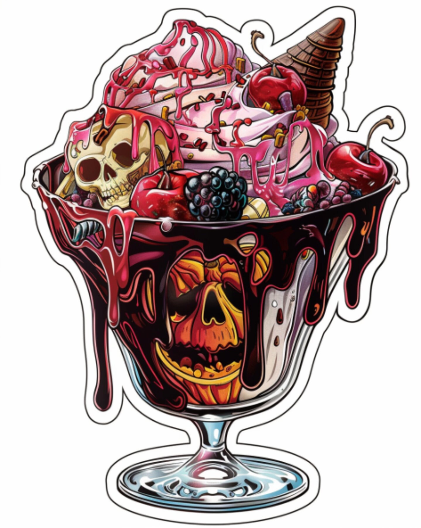 Ice Cream Sundae Stickers Bundle, Halloween Printable, Cone Sticker ...