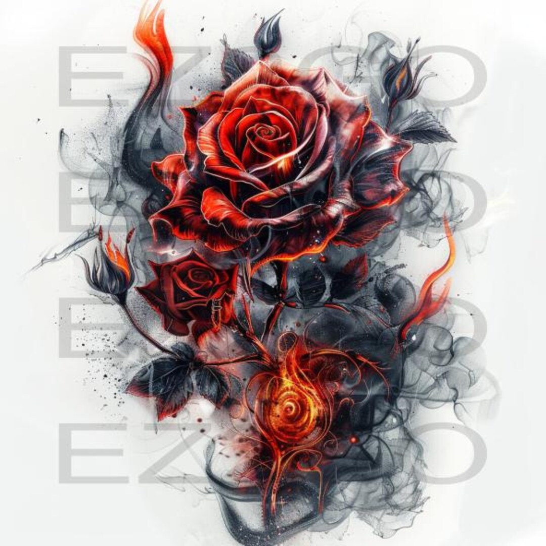 Rose From Hell Tattoo Template for Tattoo Lovers, and for Butt Tattoo ...