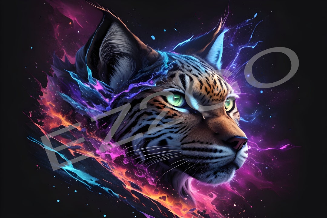 Lynx Portrate Print Splash Art Vector Super Detailed High - Etsy