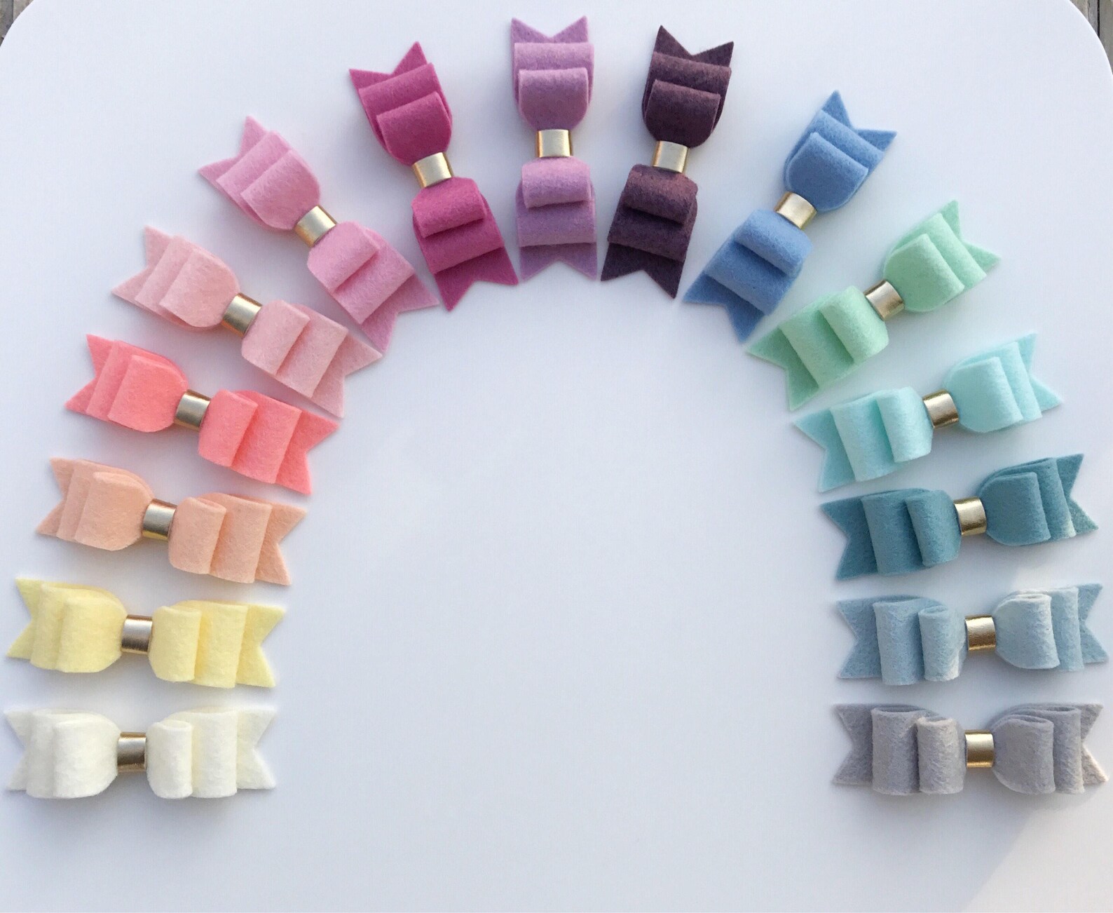 Felt Double Loop Bow Rainbow Colours Pastel Bow Girls Hair - Etsy