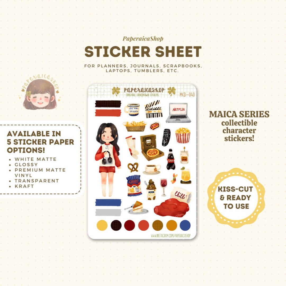 Netflix and Chill Sticker Sheet | Binge Watch Girl Stickers, Watching ...