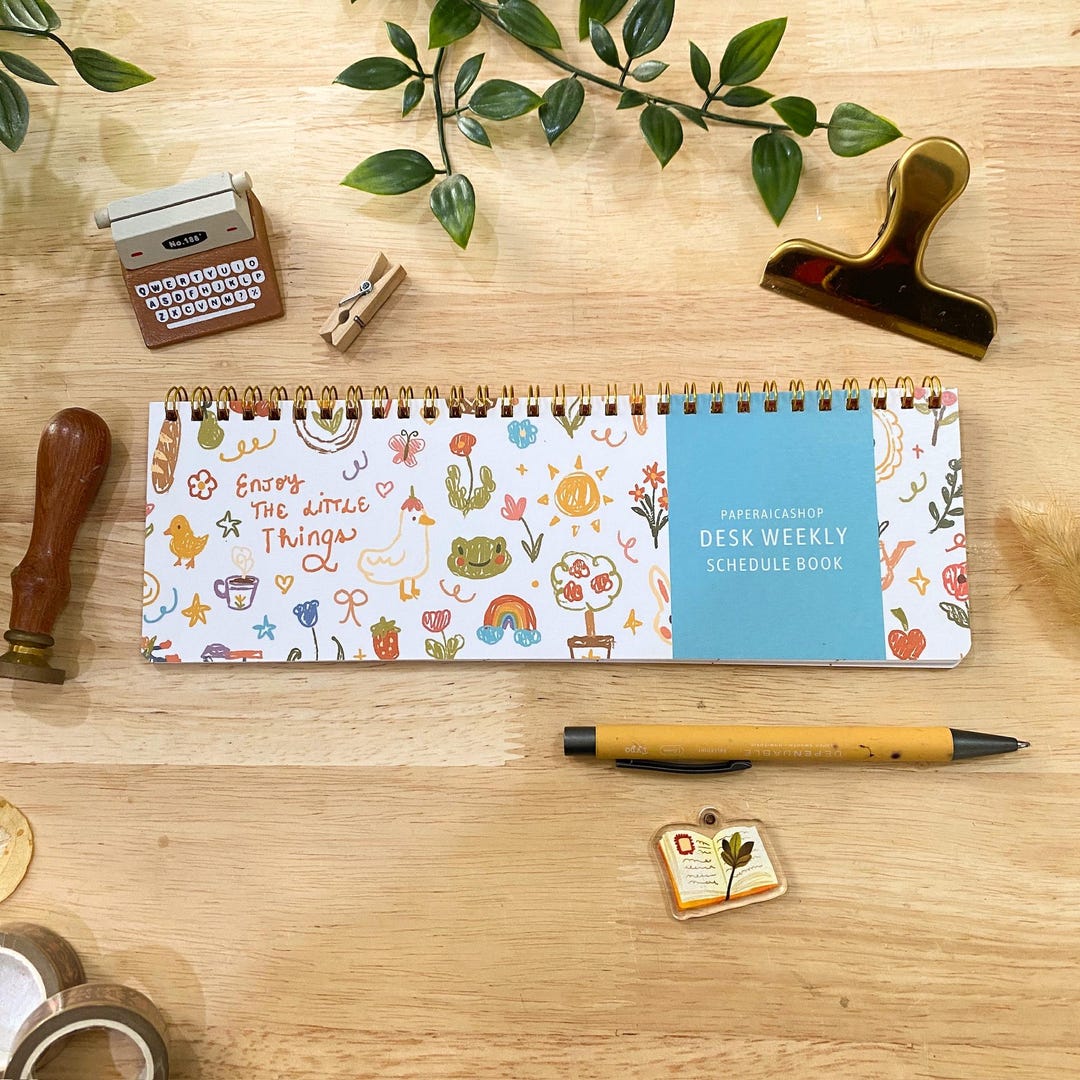 Spring Doodles Desk Weekly Schedule Book, Cozy Desk Weekly Schedule ...