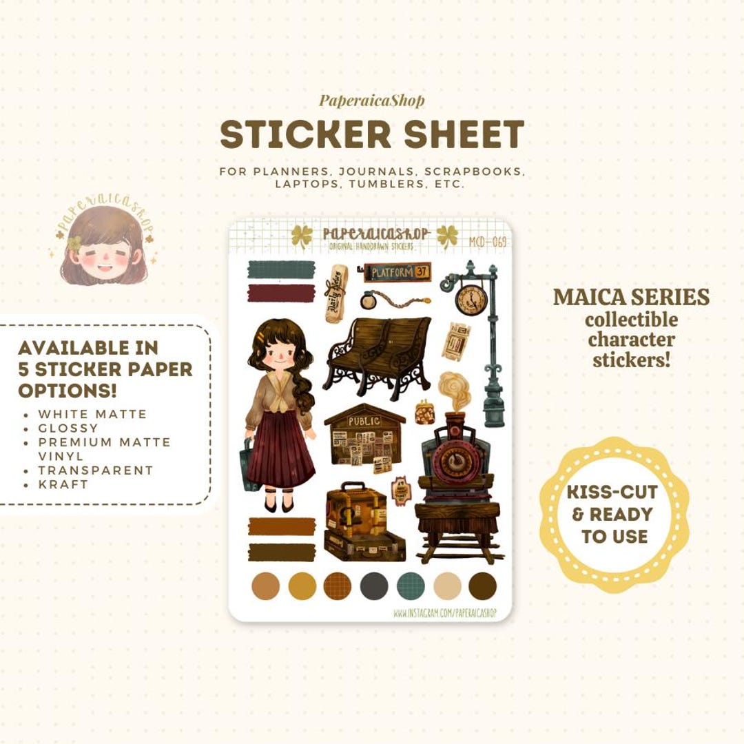 Train Station Maica Sticker Sheets, Cute Sticker Sheets, Autumn Sticker ...