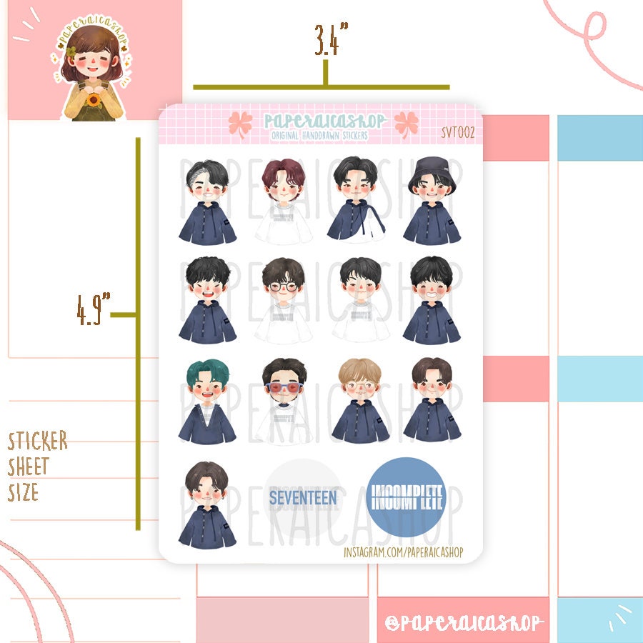 Seventeen Incomplete Sticker Sheet Planner Stickers - Etsy UK