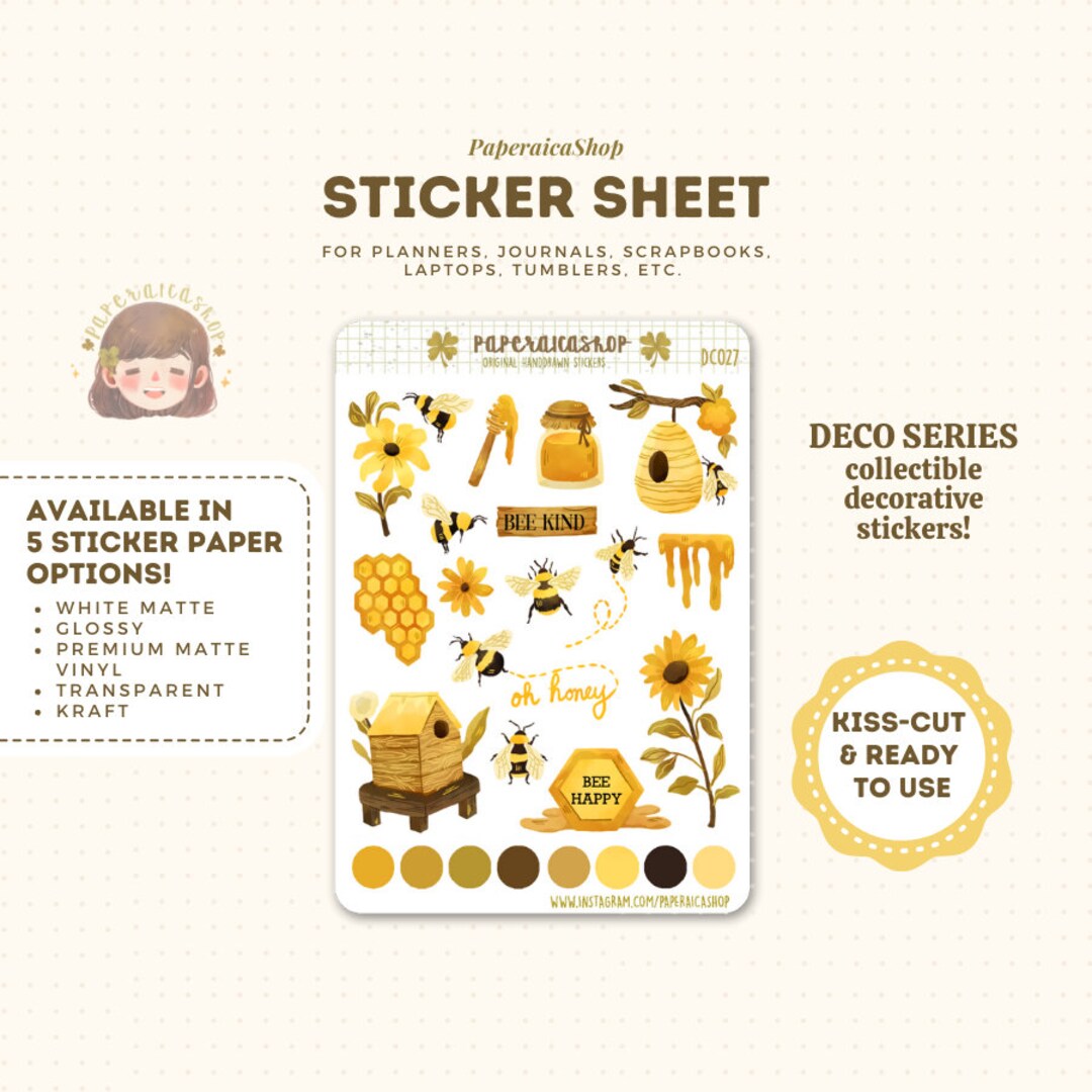 Bee Aesthetic Stickers, Bee Stickers, Bee Decor, Cute Bee Stickers, Bee ...