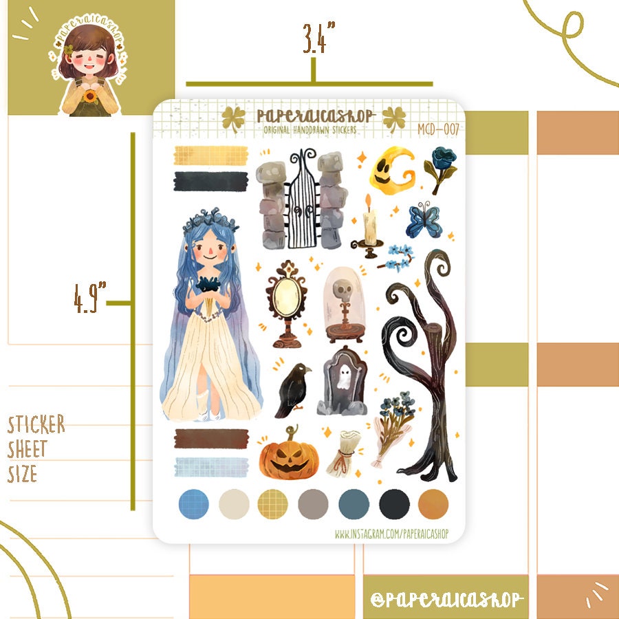 Movie Stickers MCD007 Tim Burton Stickers Cute Halloween Girl Stickers ...