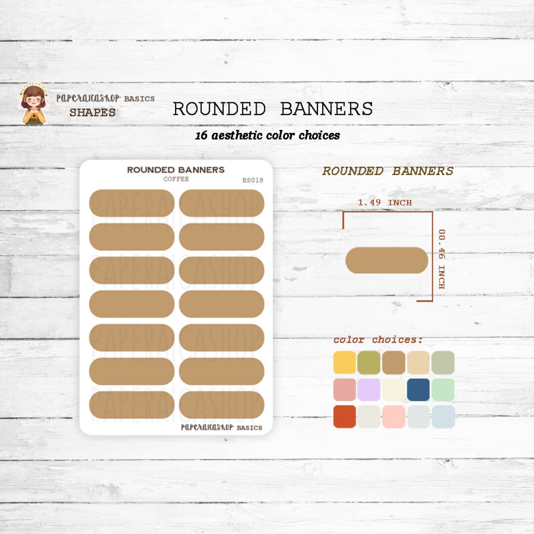 Rounded Banners Shape Stickers Functional Planner Stickers - Etsy
