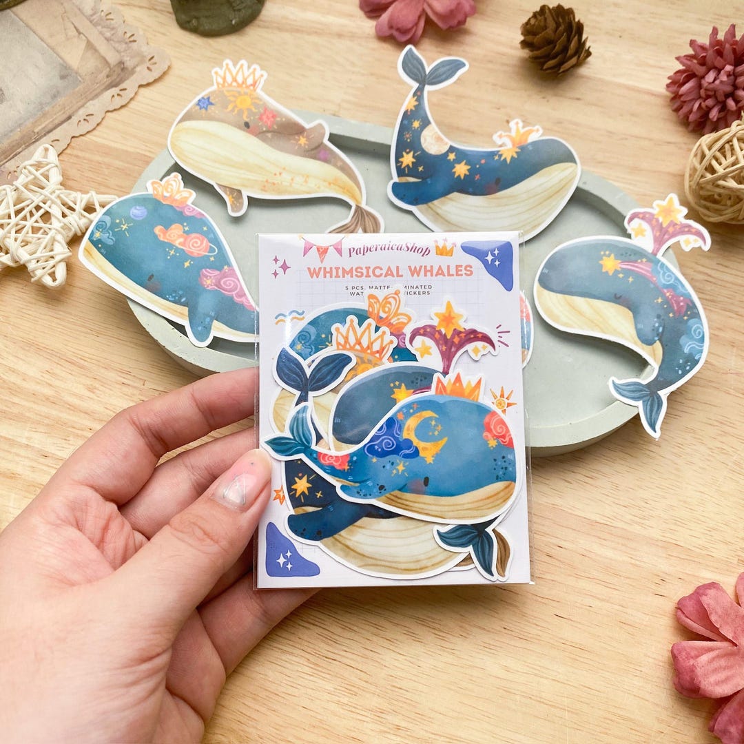 Whimsical Whales Animal Sticker Packs, Cute Whales Sticker Packs ...