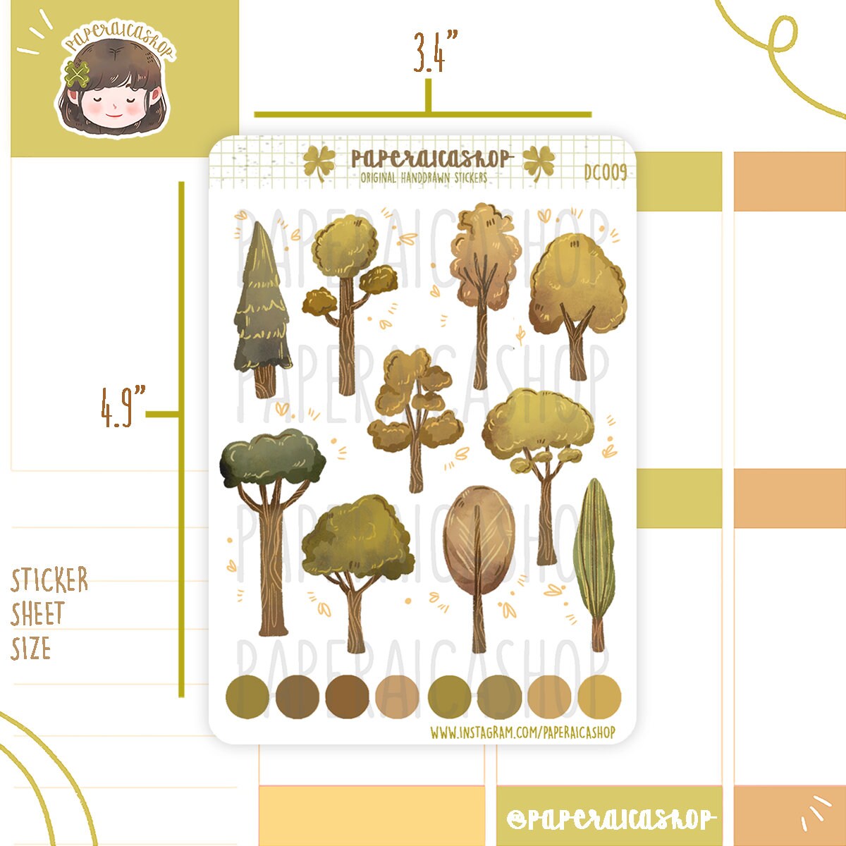 Cute Trees Planner Stickers Trees Stickers Trees Wall Art | Etsy