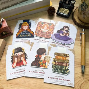 Girl Reading Magnetic Bookmark MB002 Paperaicashop - Etsy