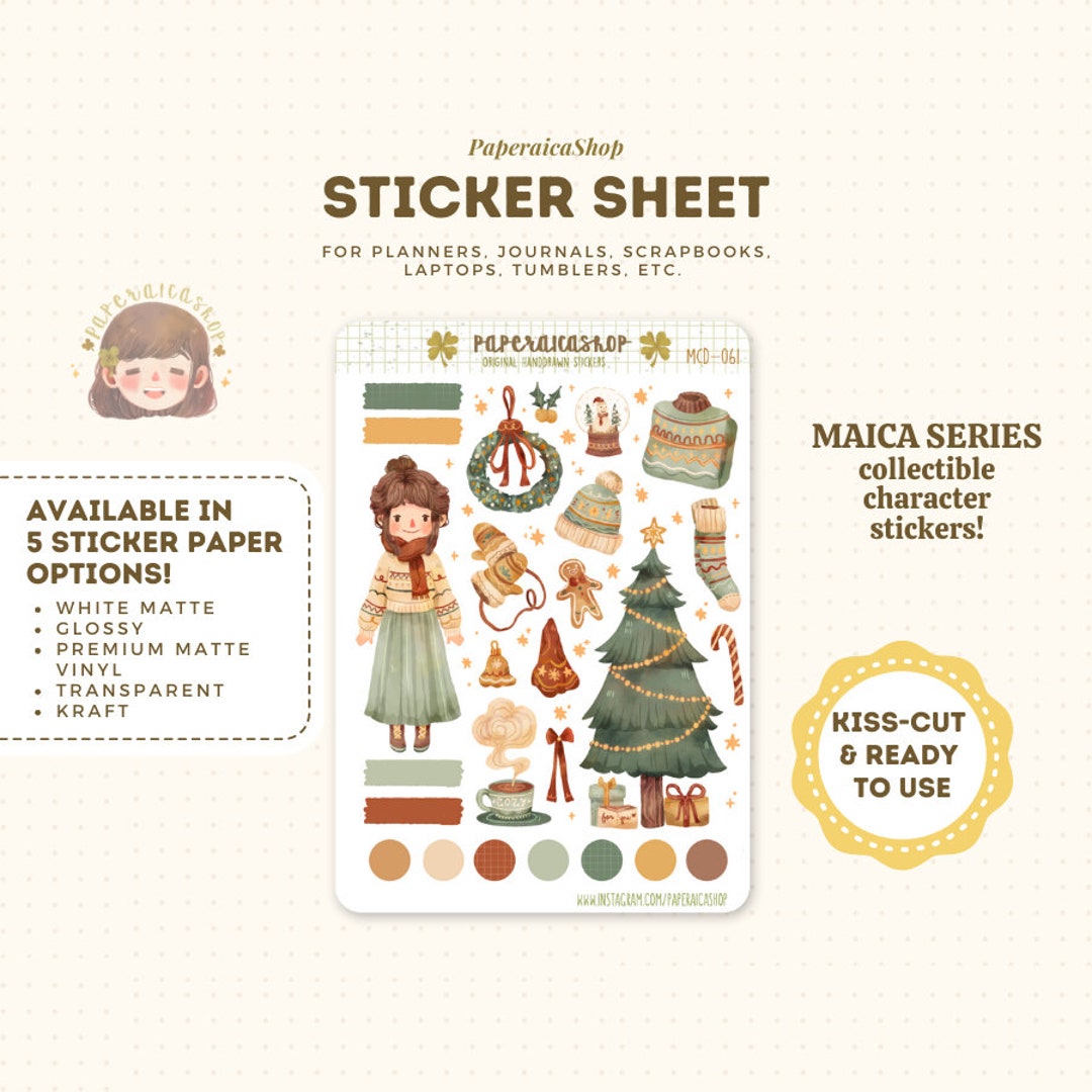 Mellow Christmas Maica Stickers, Cozy Xmas Stickers, Modern Xmas ...