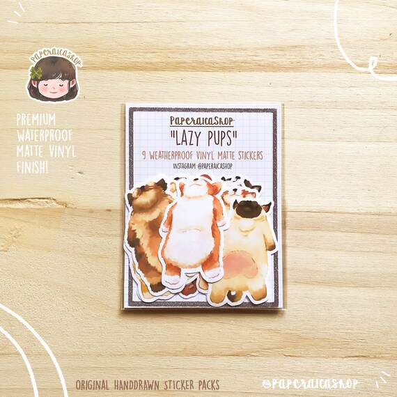 Cute Dog Sticker Pack Lazy Stickers Vinyl Stickers Dog - Etsy