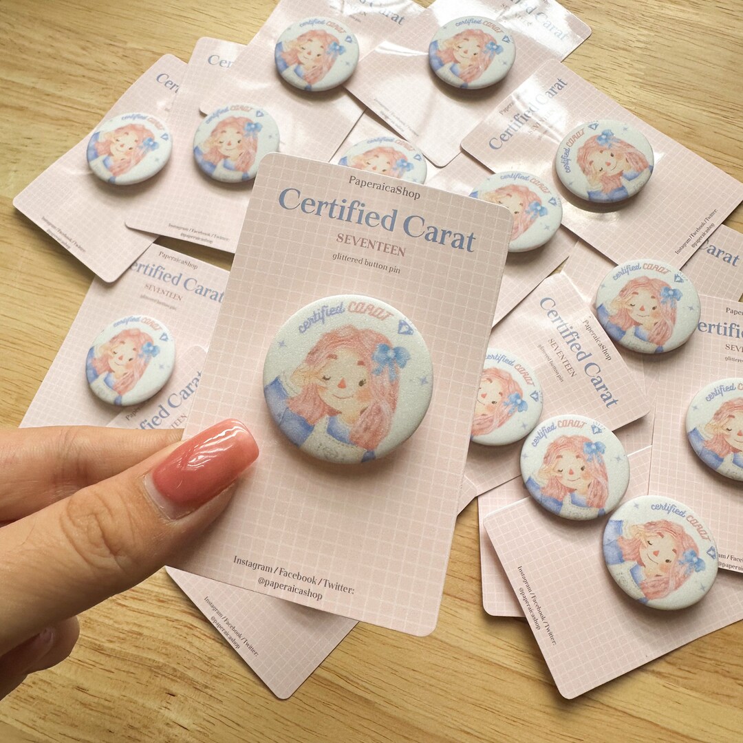 Certified Carat Button Pin, Seventeen Button Pin, Glitter Button Pin ...