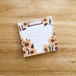 Sunflower Notepad Cute Notepads Memopad Aesthetic Notepad - Etsy