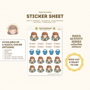 Cute Cleaning Girl Stickers, Cleaning Day Stickers, House Chores ...