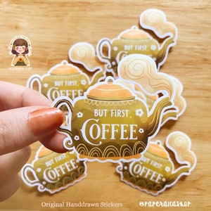 Coffee Vinyl Stickers, Cute Laptop Stickers, Cozy Decor, Laptop Decal ...