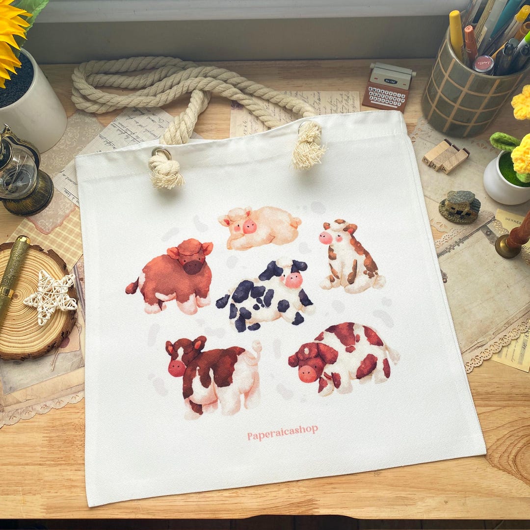 Fluffy Cows Deco Totes, Cows Tote Bags, Cute Cows Tote Bags DTA012 ...