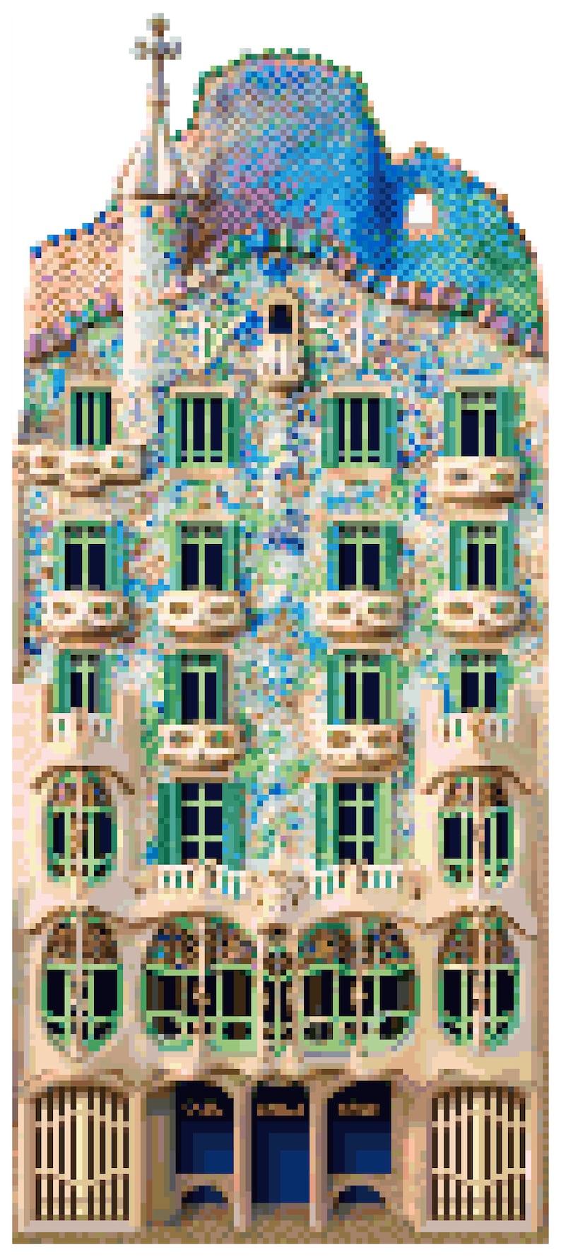 PDF, Cross-stitch Pattern Chart, Casa Batlló, Gaudí, Barcelona - Etsy
