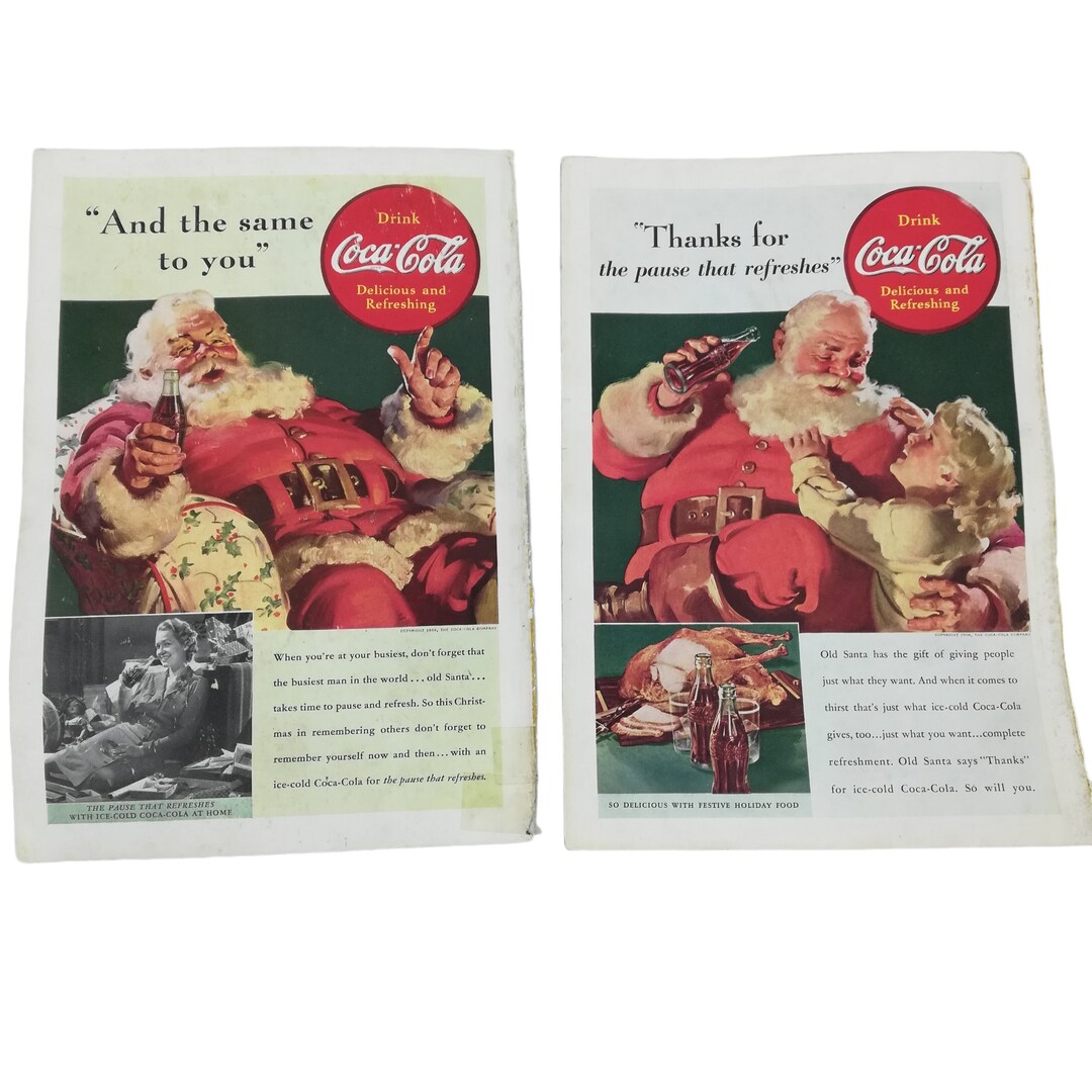 Vintage Coca Cola Santa Ads 1950s the Pause That Refreshes the Same to ...