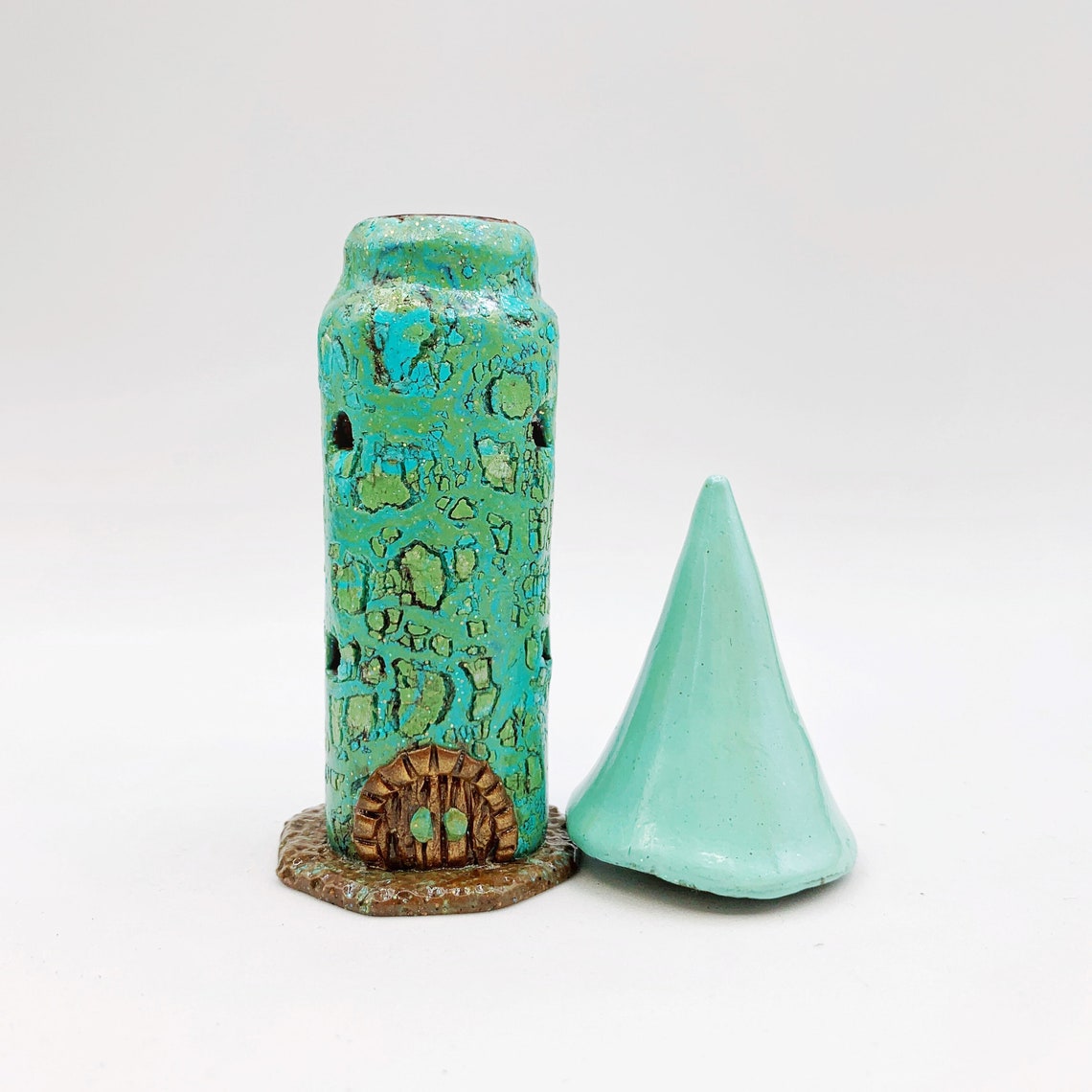 Potion Bottle, Covered Glass Vial, Fantasy Fairy Castle Sculpture ...