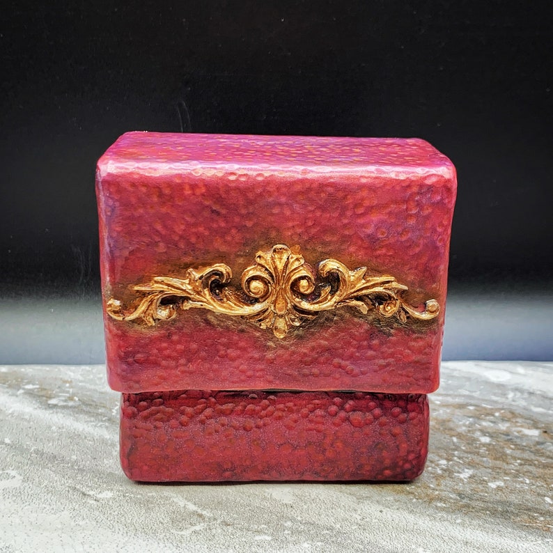 Textured Scroll Design Sculpted Small Altered Box/stash Box, Upcycled ...