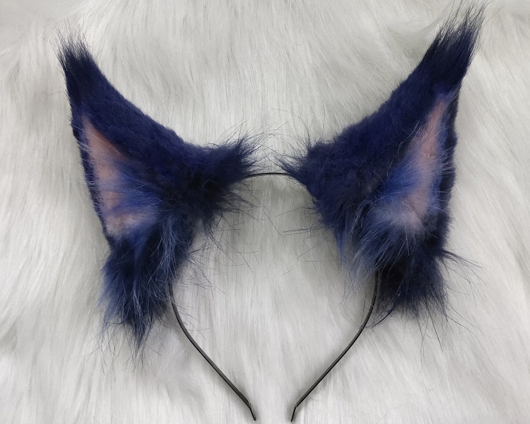 Fox Blue Ears-fluffy Fur Ears-blue Wolf Ears-faux Ears-wolf Ears ...